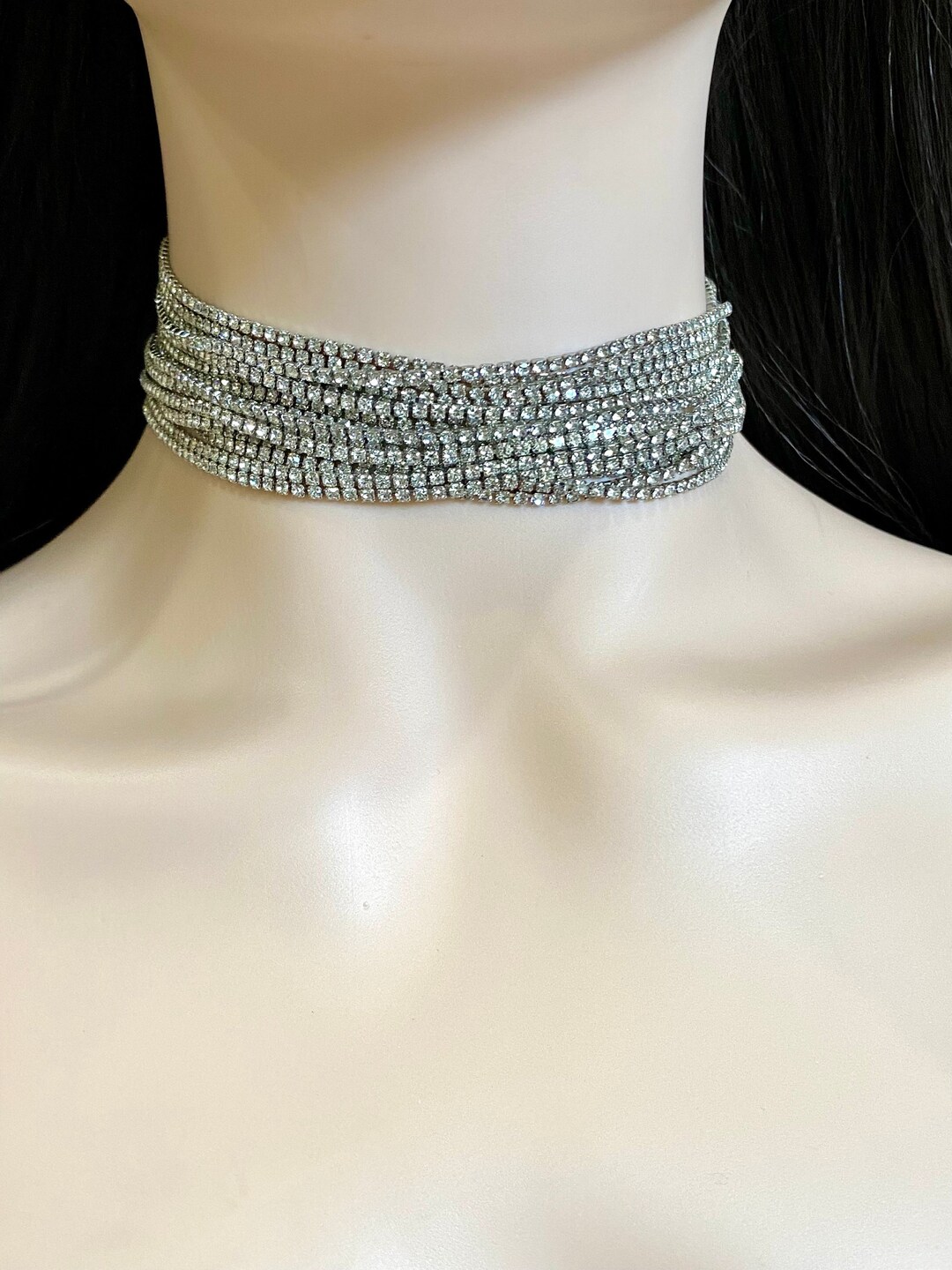 Juliana Choker • Gold or Silver • Beautiful Multilayered Crystal Chain ...