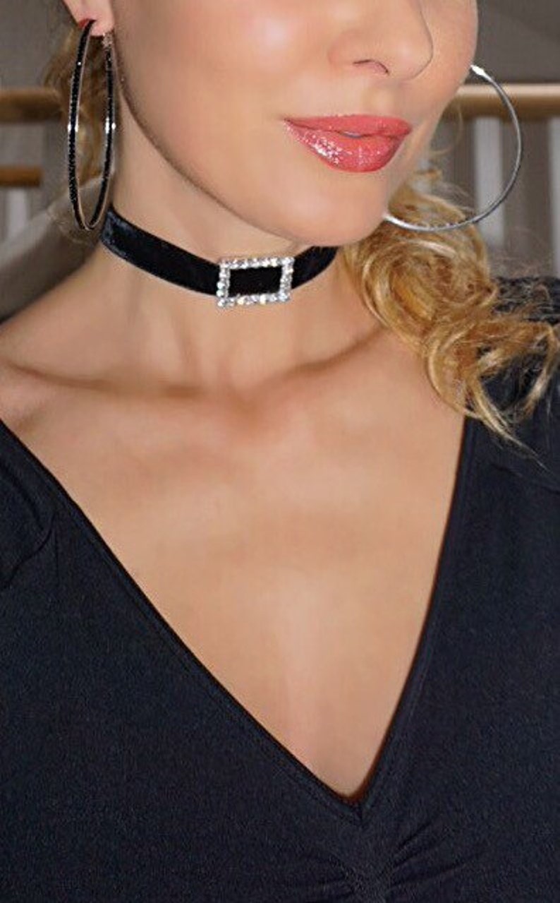 Black Velvet Chokers with Swarovski Crystals. Trendy Sexy | Etsy