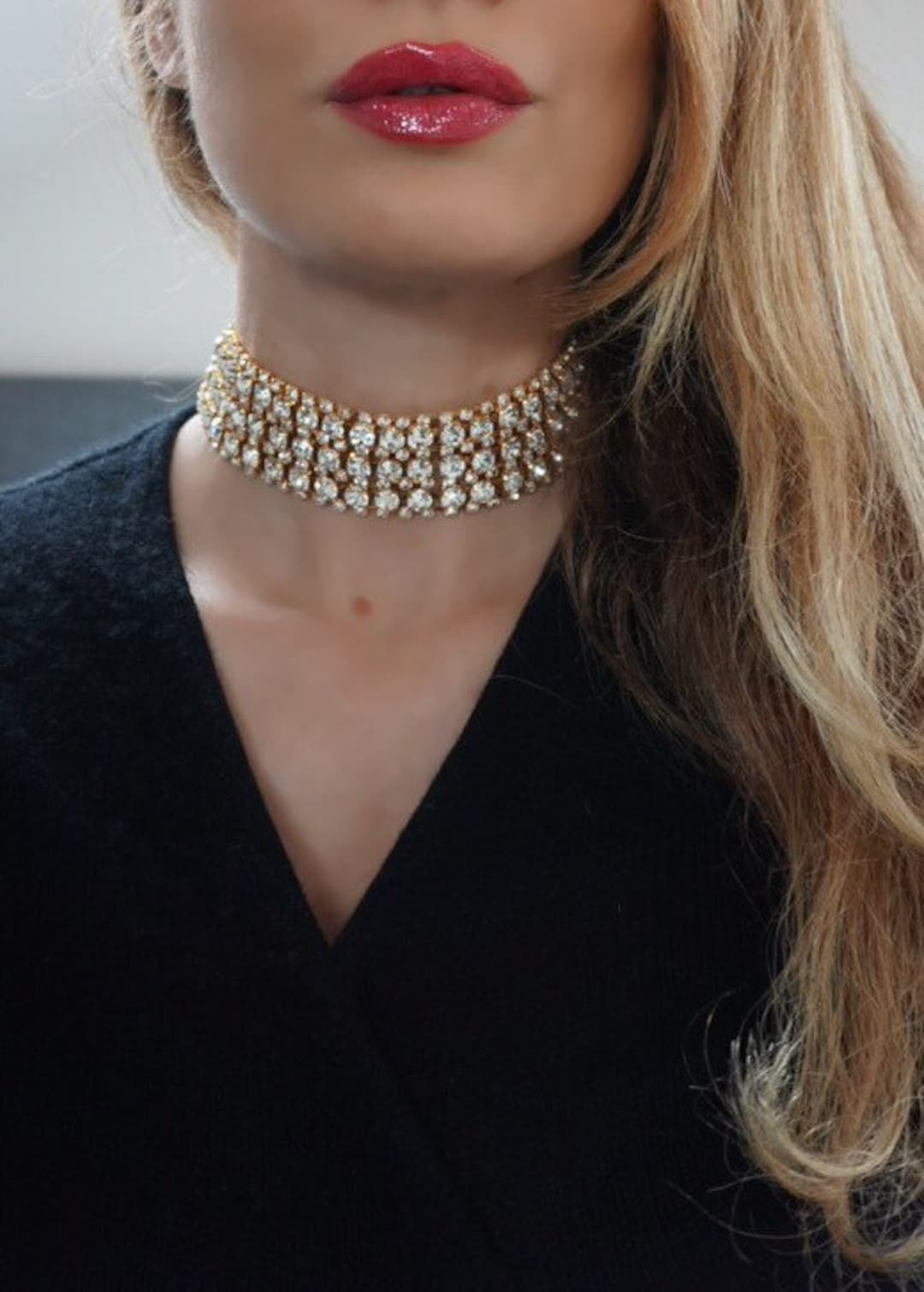 Uma Choker. Unique Gold Choker With Sparkly Crystals. Trendy - Etsy