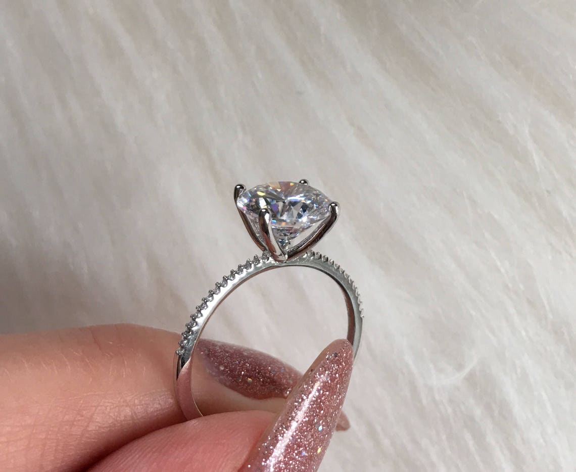 Joy Ring. 925 Sterling Silver and High Shine 3 Carat Cubic | Etsy