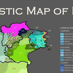 A Linguistic Map of Italy - Limited Edition Giclée Print in Various A ...