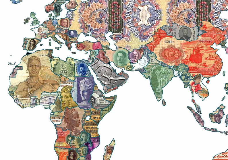 Buy 1950 Currency Map- Giclée Print in Standard A Sizes - A1-A4. Lustre ...