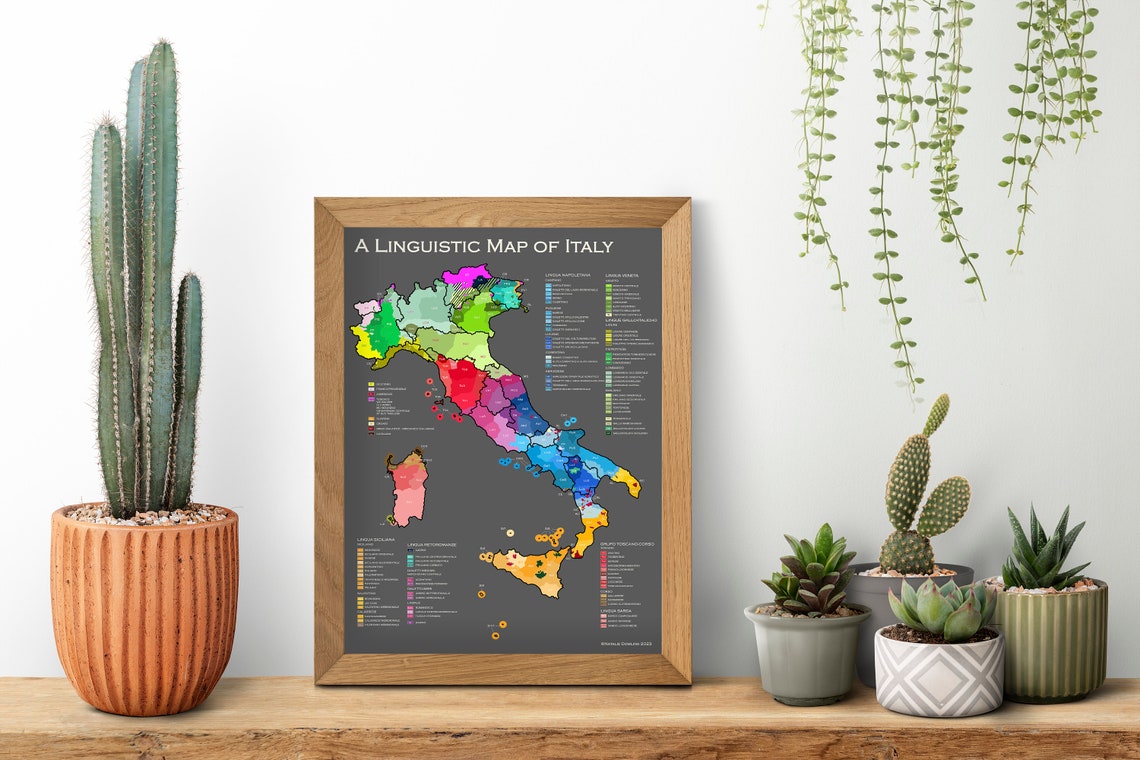 A Linguistic Map of Italy Limited Edition Giclée Print in Various A ...