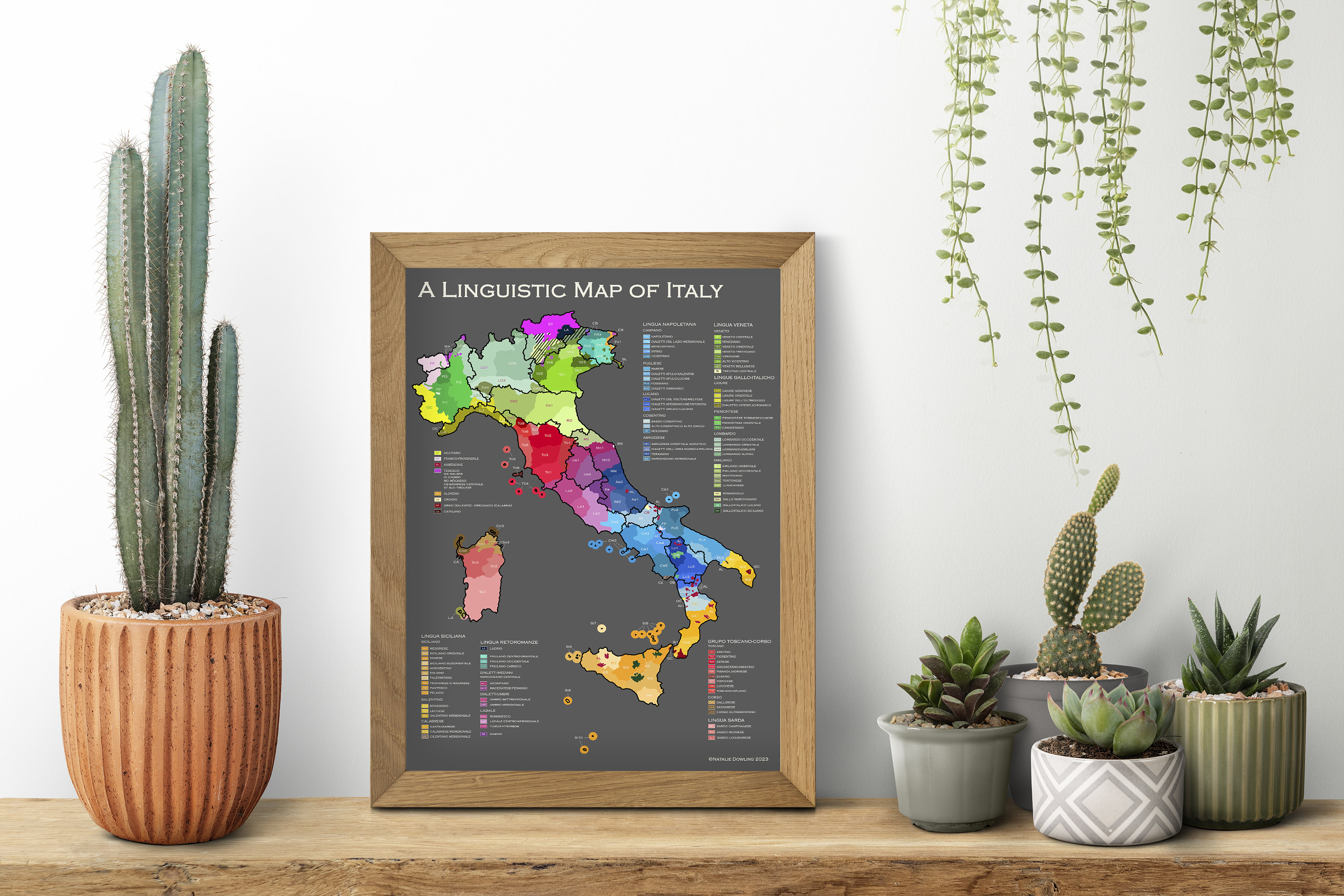 A Linguistic Map of Italy - Giclée Print in Various A Sizes (A1 - A4 ...