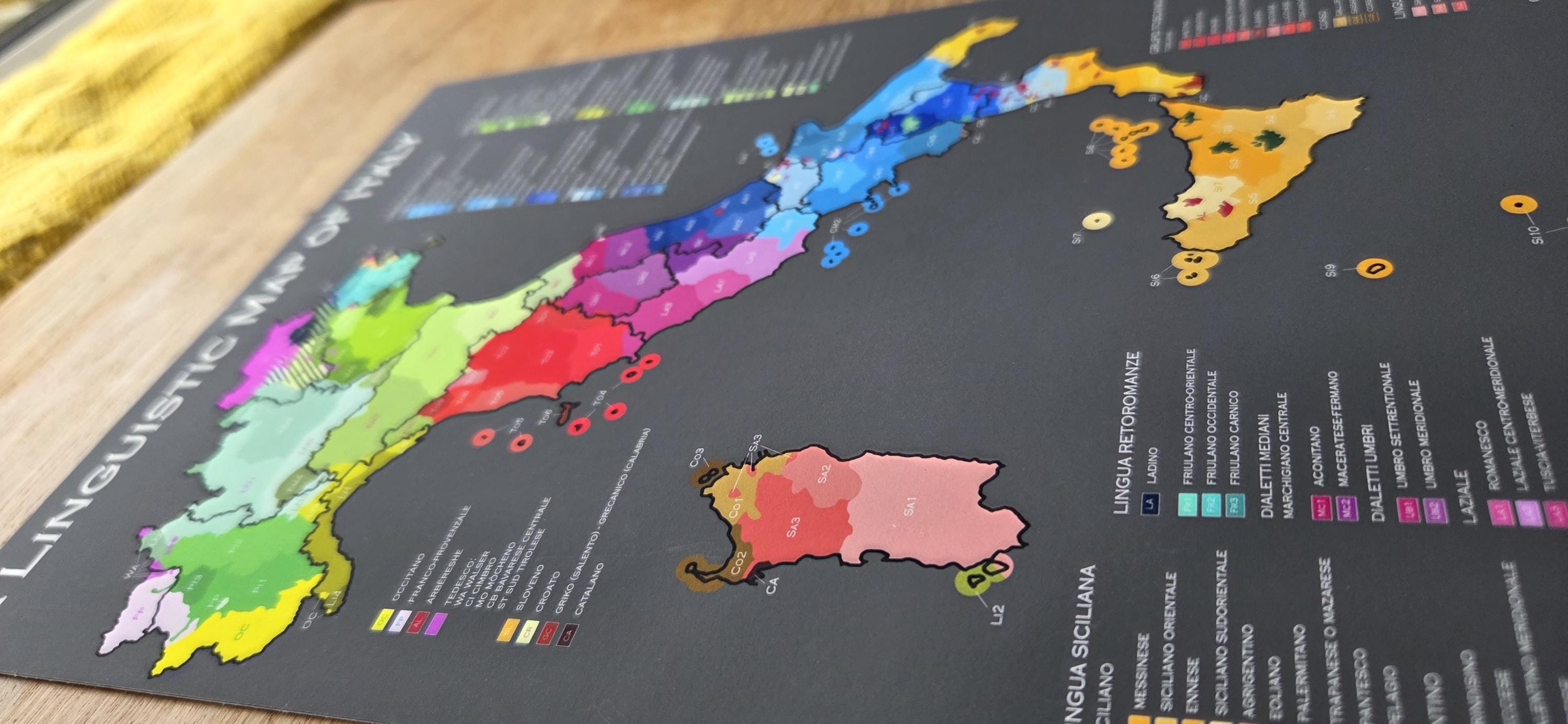 A Linguistic Map of Italy - Giclée Print in Various A Sizes (A1 - A4 ...