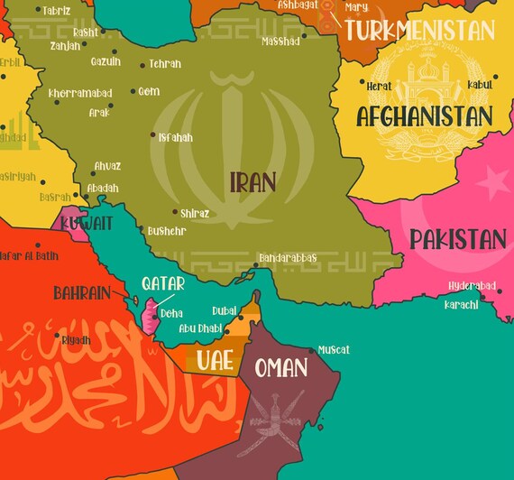Mapa Del Mundo De Oriente Medio