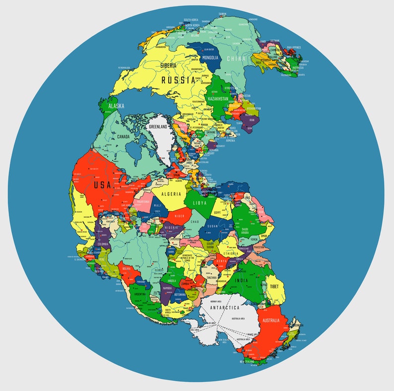 Mapa de Pangea - Impresión Giclée de edición limitada - varios tamaños ...