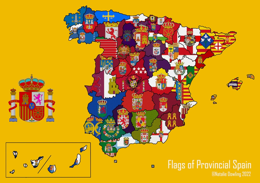 Mapa de la bandera de España Provincial Impresión giclée de edición ...