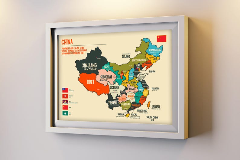 NEW EDITION Provinces of China - Digital Giclée. Printable Artwork ...