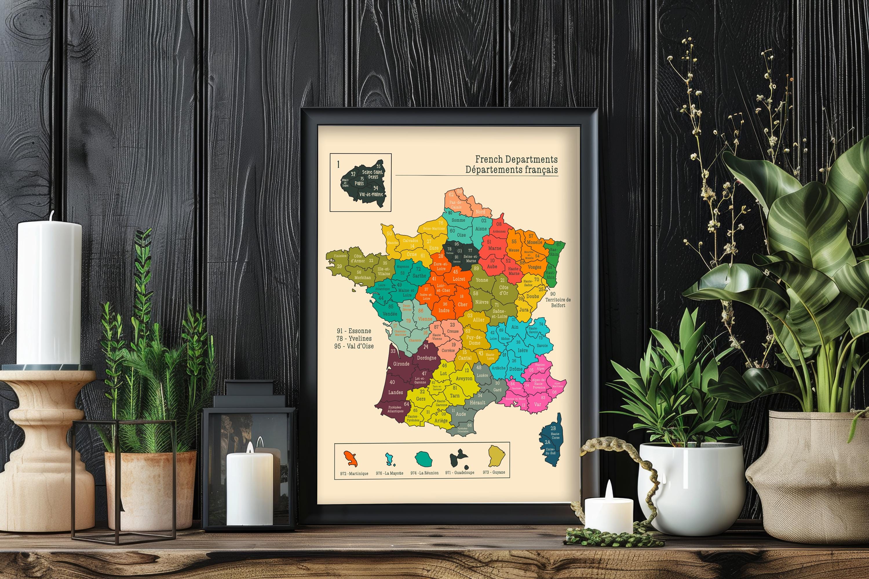 NOUVELLE ÉDITION Départements français - Impression giclée en tailles ...