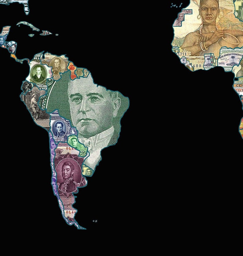 Buy 1950 Currency Map- Giclée Print in Standard A Sizes - A1-A4. Lustre ...