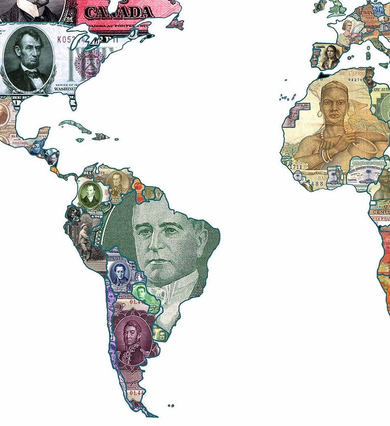 Buy 1950 Currency Map- Giclée Print in Standard A Sizes - A1-A4. Lustre ...