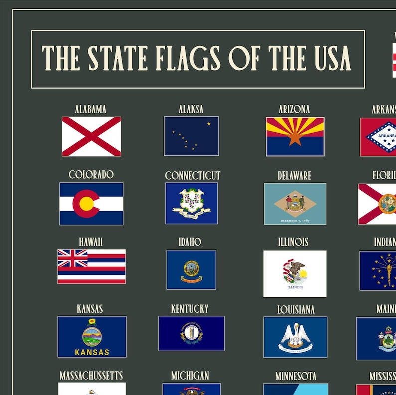 NEW EDITION* USA State Flags - Printable Artwork. Standard File Sizes ...