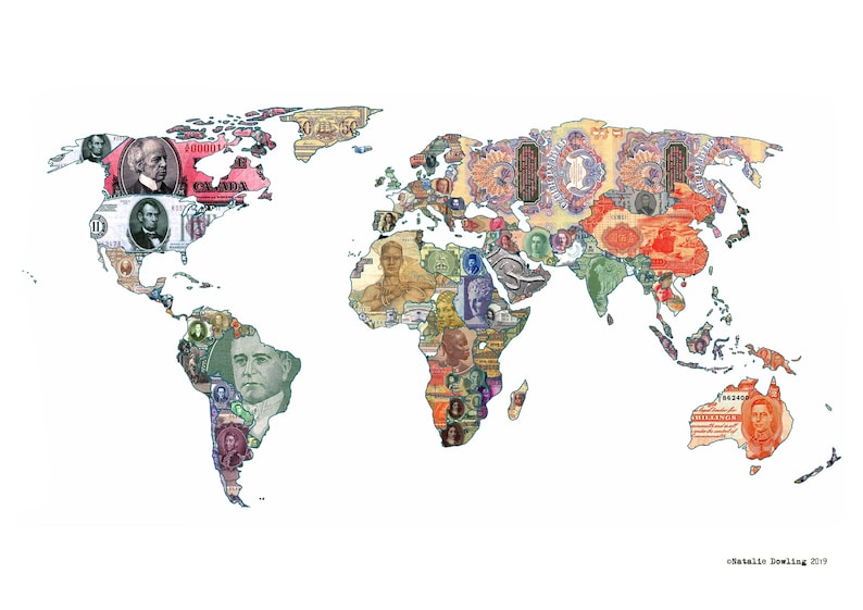 Buy 1950 Currency Map- Giclée Print in Standard A Sizes - A1-A4. Lustre ...