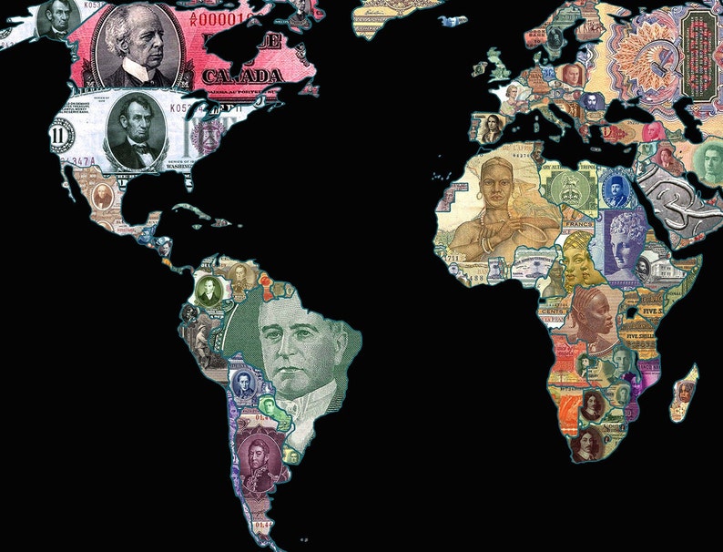 Buy 1950 Currency Map- Giclée Print in Standard A Sizes - A1-A4. Lustre ...