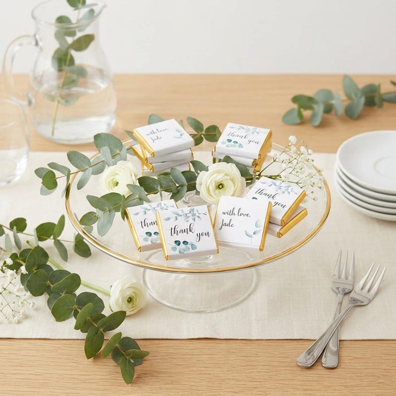 Personalised Thank You Party Favours - Botanical Eucalyptus Chocolate ...