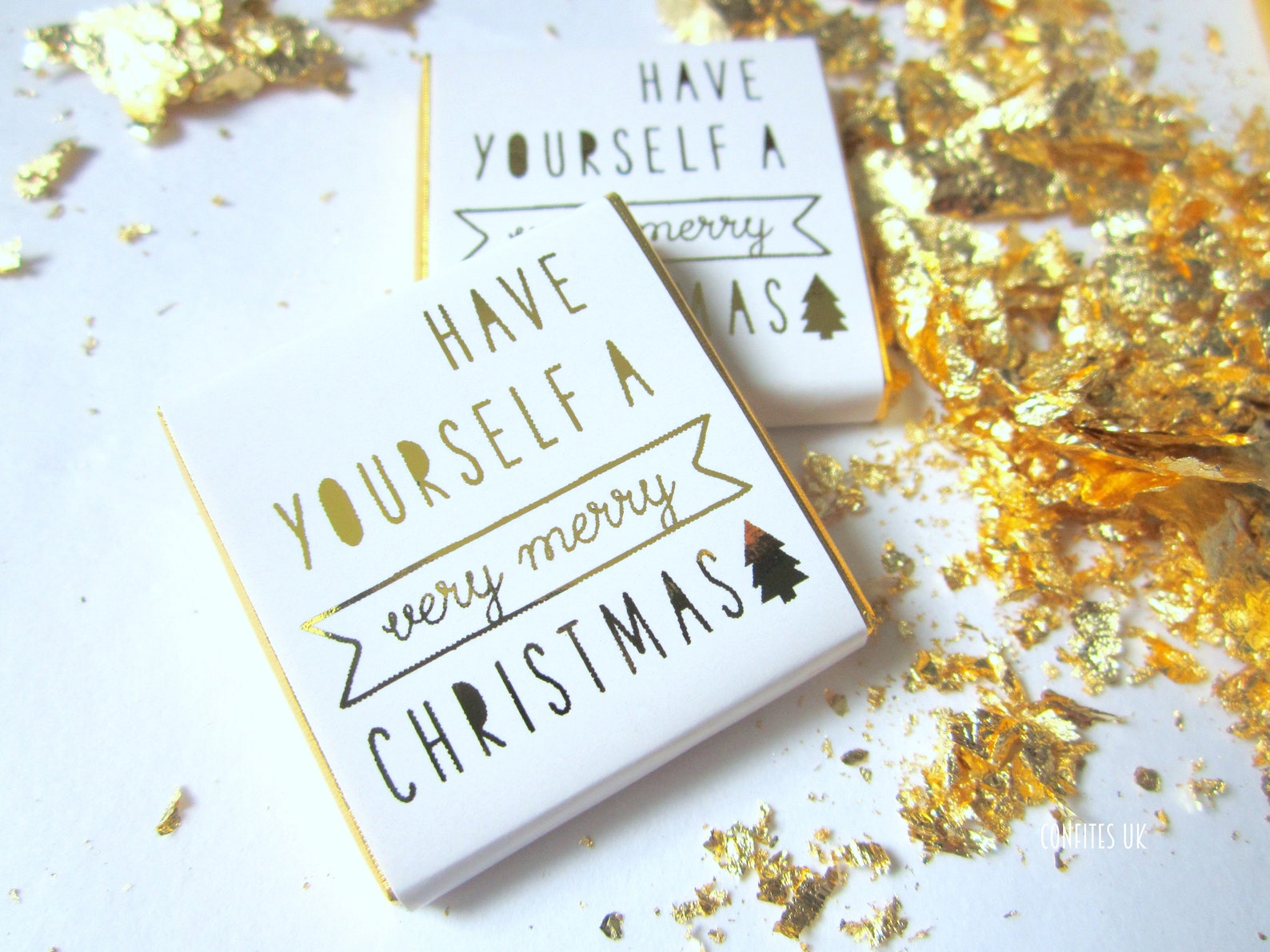 Christmas Mini Personalised Chocolate Merry Christmas White - Etsy UK