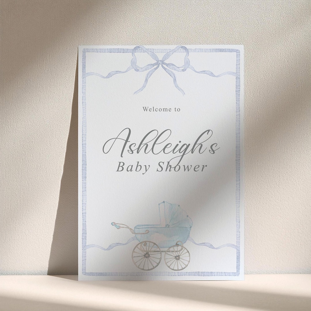 Custom Pastel Blue Baby Shower Sign for Boys – Personalised Printed ...