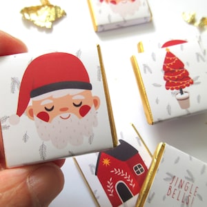 Christmas Mini Personalised Chocolate , Cute Christmas Motifs, Pack of ...