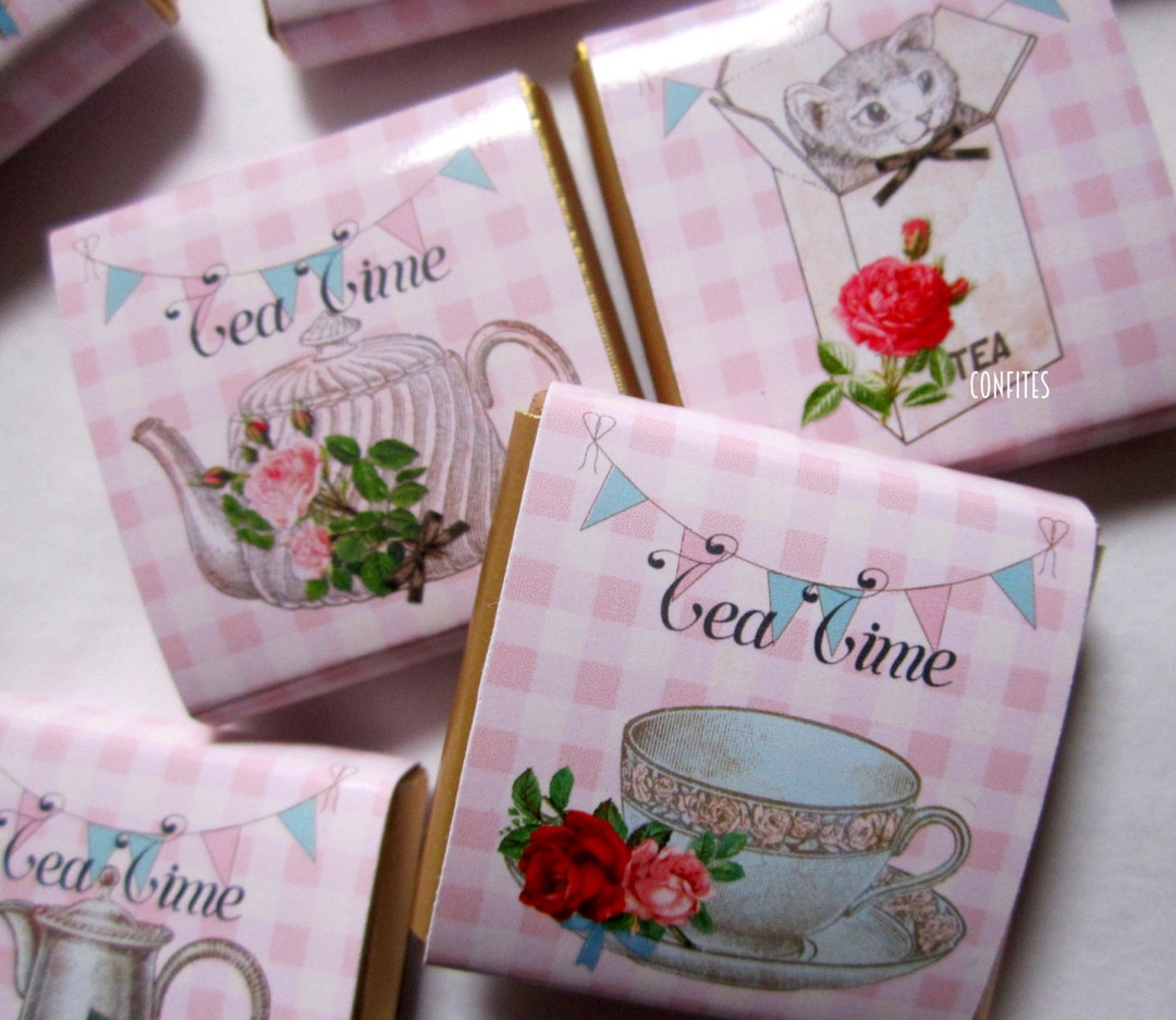 Tea Party Personalised Chocolate Favours, Tea Time, Guests Favours ...