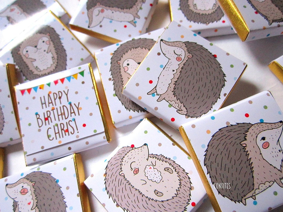 Personalized Happy Hedgehogs Chocolate Favours Cute Party Favours pack ...