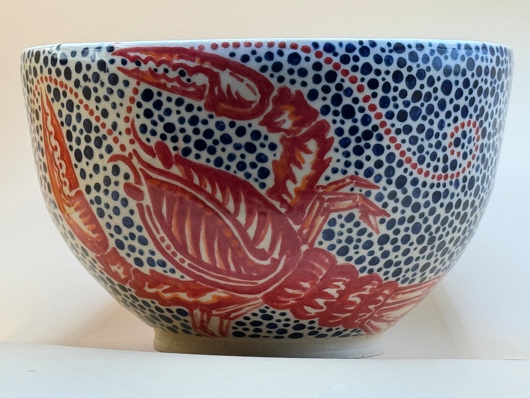 CRAWFISH BOWL Gumbo/ramen Hand Painted Hand Made - Etsy