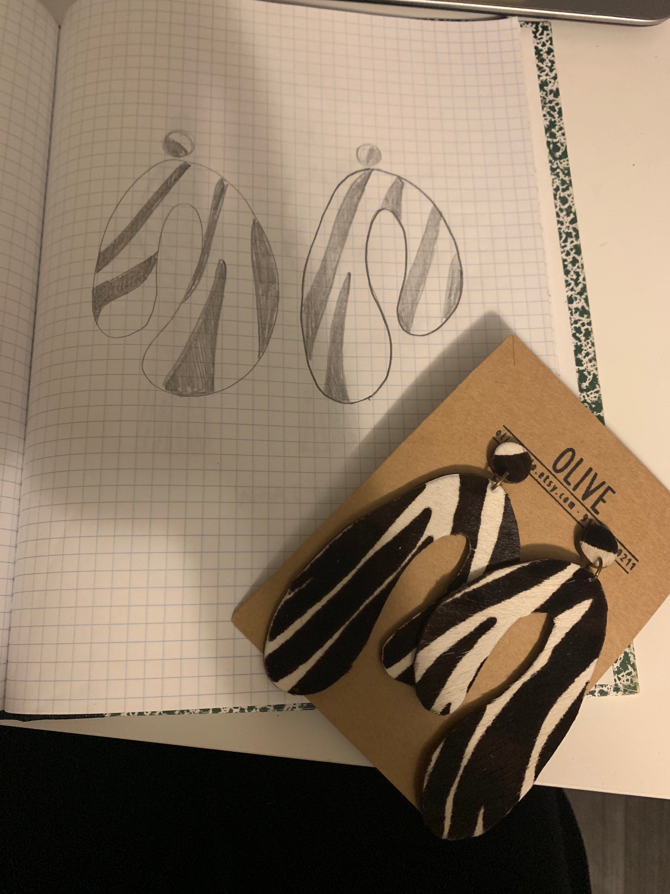 Hair on Zebra Print Blob Shaped Leather Earrings - Etsy