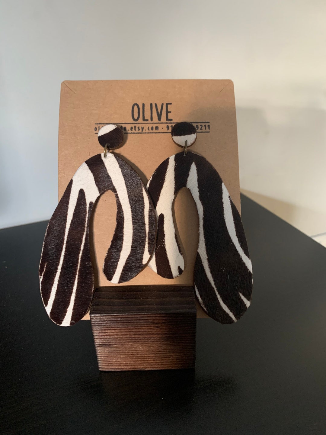 Hair on Zebra Print Blob Shaped Leather Earrings - Etsy