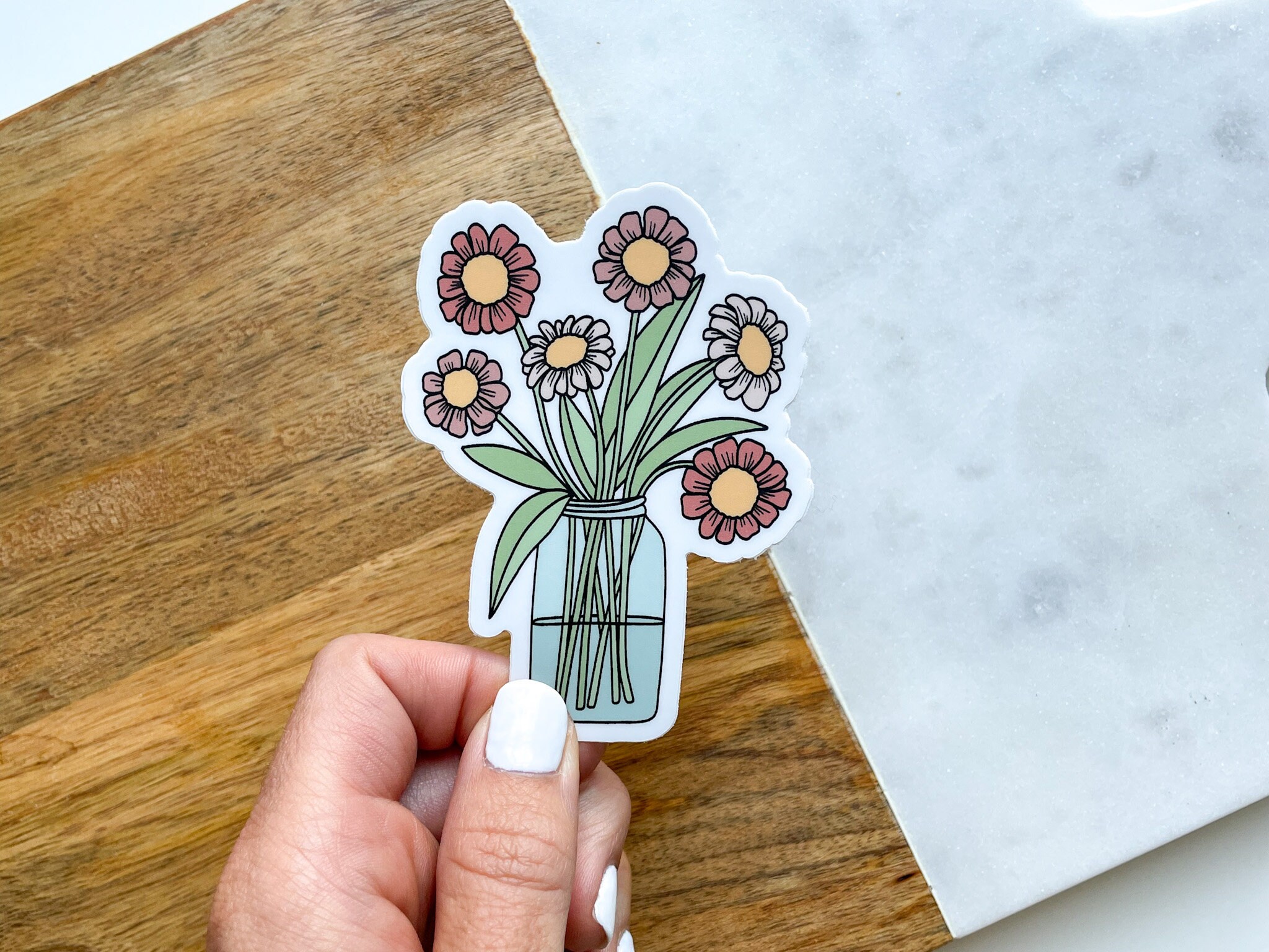 Pink Flower Stickers Pink Flower Bouquet Die Cut Stickers - Etsy