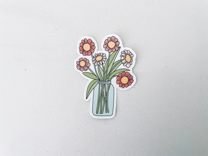 Pink Flower Stickers Pink Flower Bouquet Die Cut Stickers | Etsy