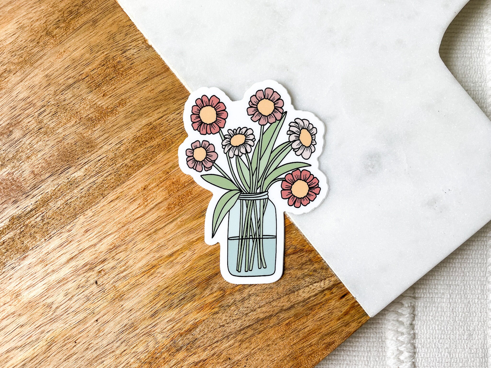 Pink Flower Stickers Pink Flower Bouquet Die Cut Stickers - Etsy