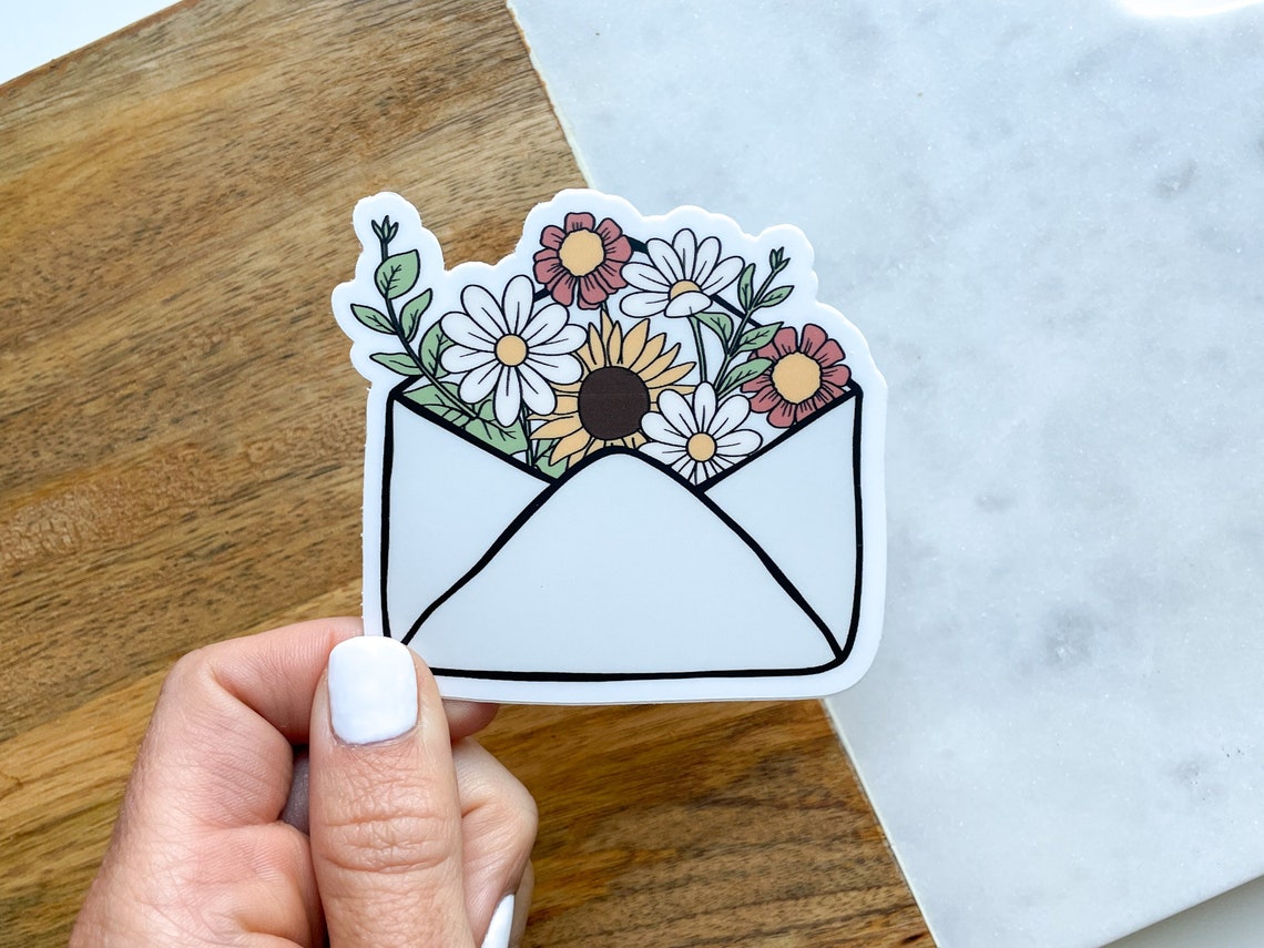 Flower Stickers Envelope of Flower Sticker Illustrated - Etsy