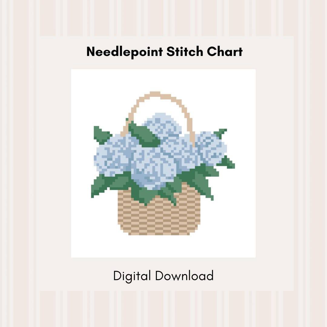 Hydrangea Needlepoint Pattern PDF | 18 Mesh Stitch Chart | Floral ...