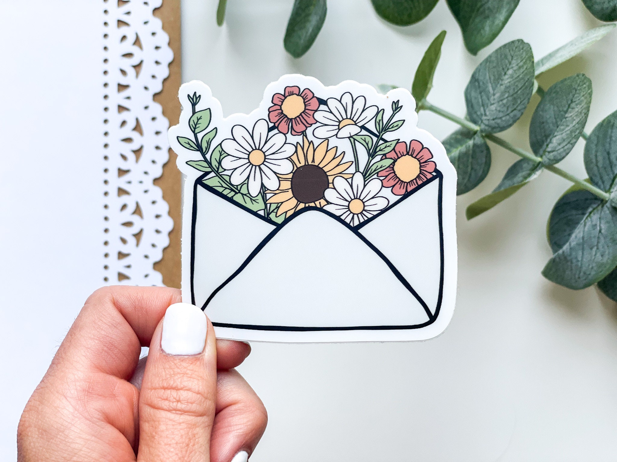 Flower Stickers Envelope of Flower Sticker Illustrated - Etsy