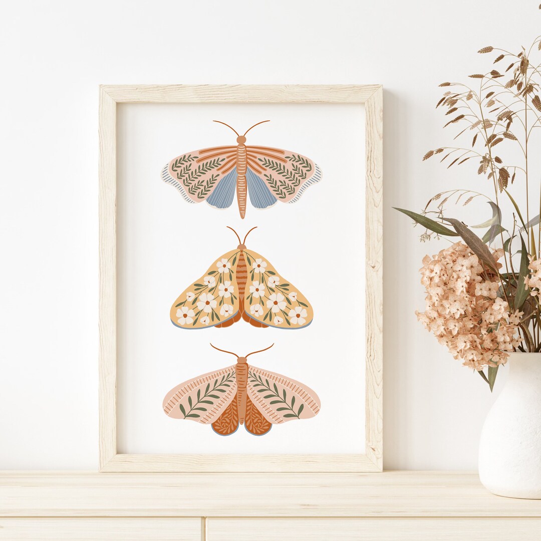 Butterfly Moth Print: Neutral Insect Wall Art (digital Download) - Etsy
