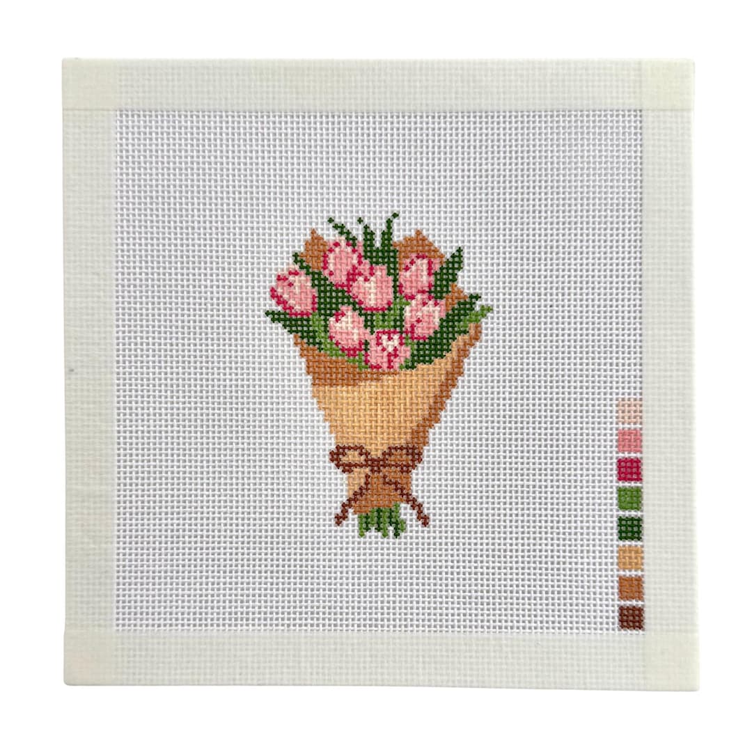 Handpainted Flower Bouquet Needlepoint Canvas | Mini Floral Design ...