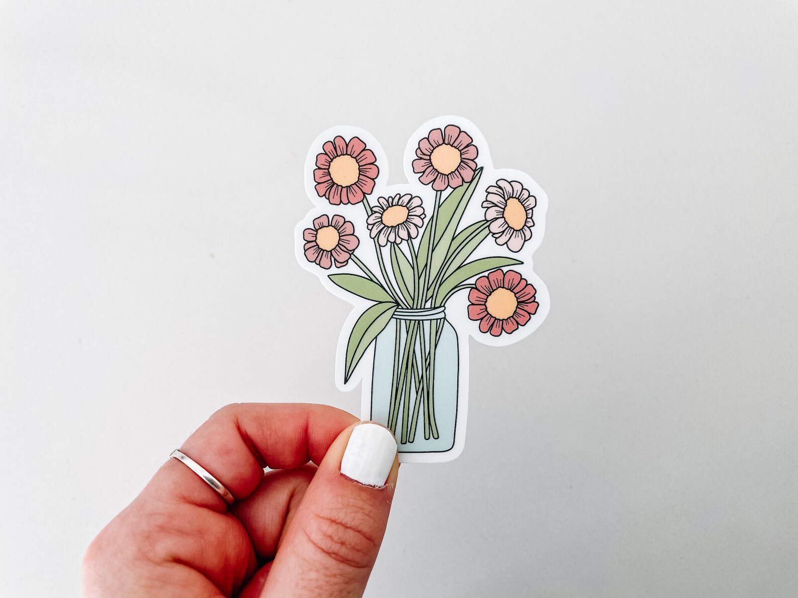 Pink Flower Stickers Pink Flower Bouquet Die Cut Stickers | Etsy