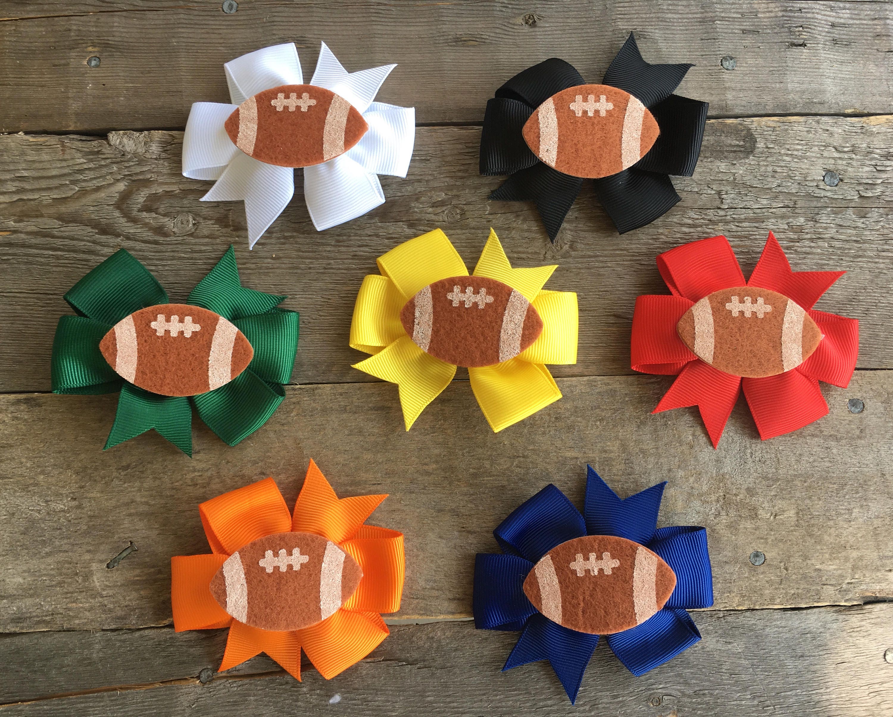 Football Hair Bows Choose your team color 3 inch boutique | Etsy