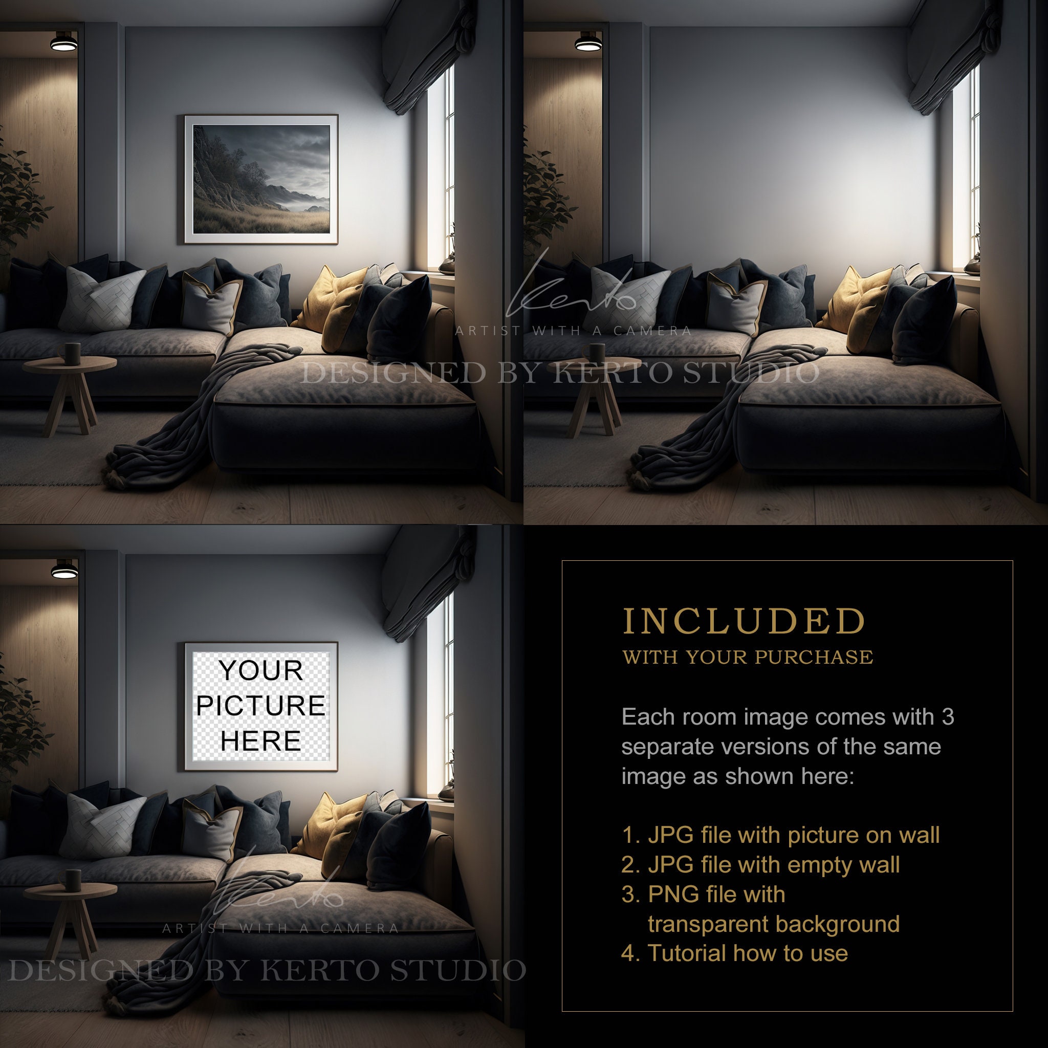 Cosy Room Mockup, Living Room Mock-up, Modern Warm Room Mock-up, Empty ...