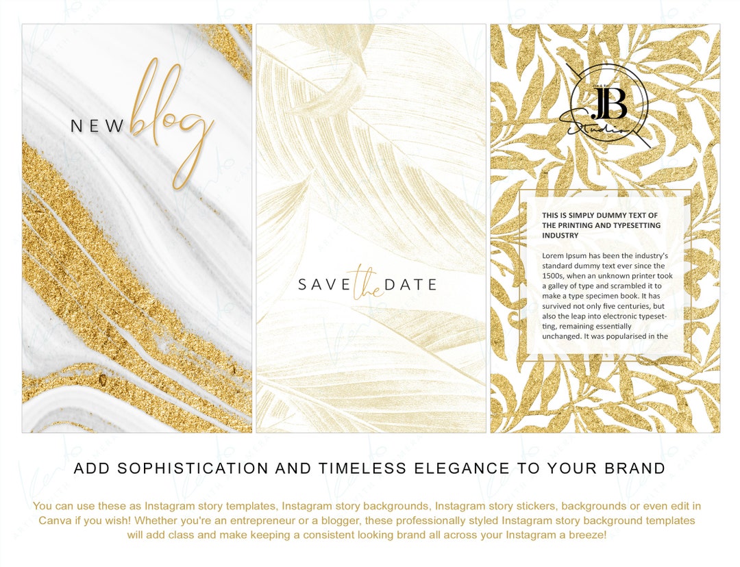 Marble & Gold Instagram Stories Templates Alta Res, Redes Sociales ...