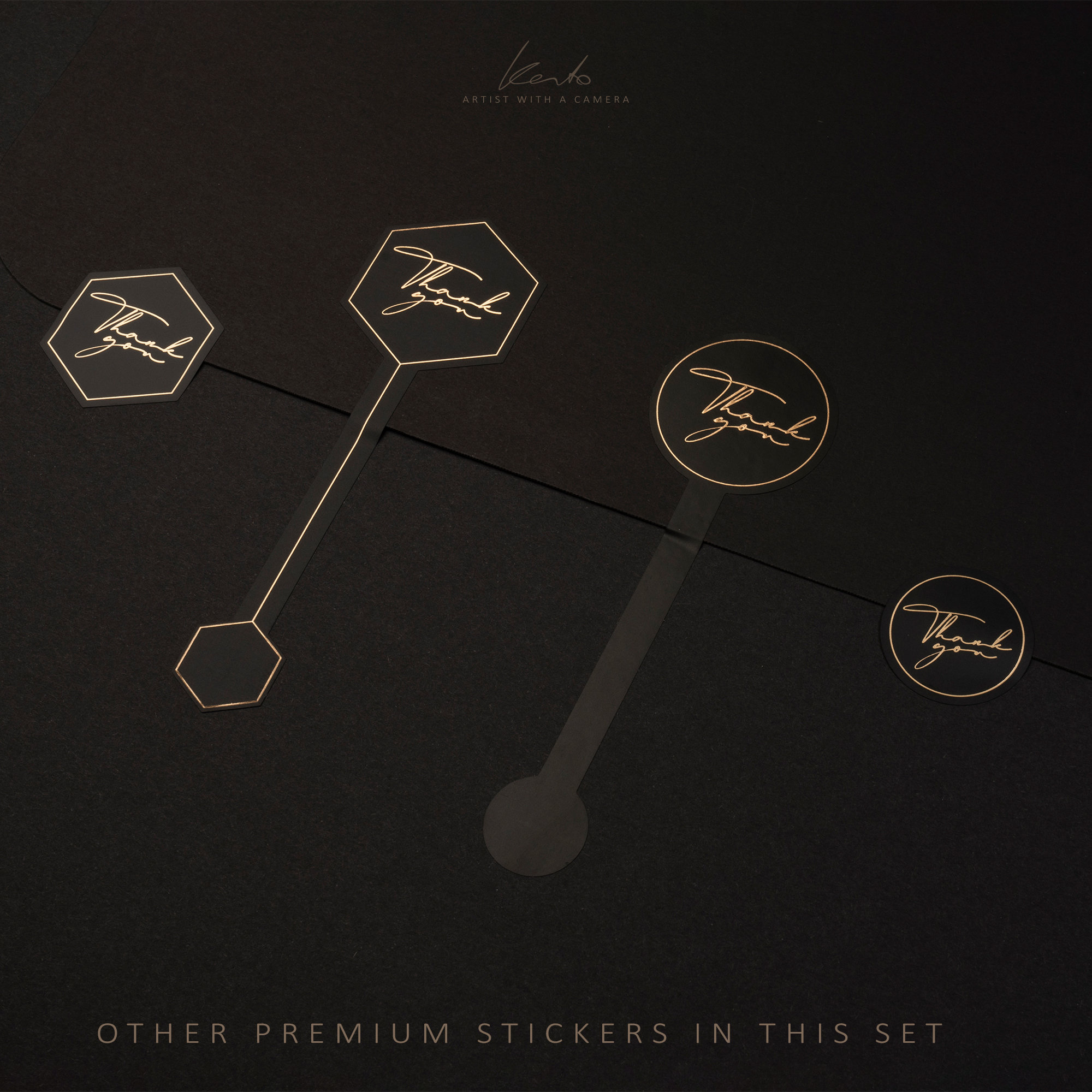 Premium Black and Gold Long Thank You Stickers | Box Sealing Stickers ...