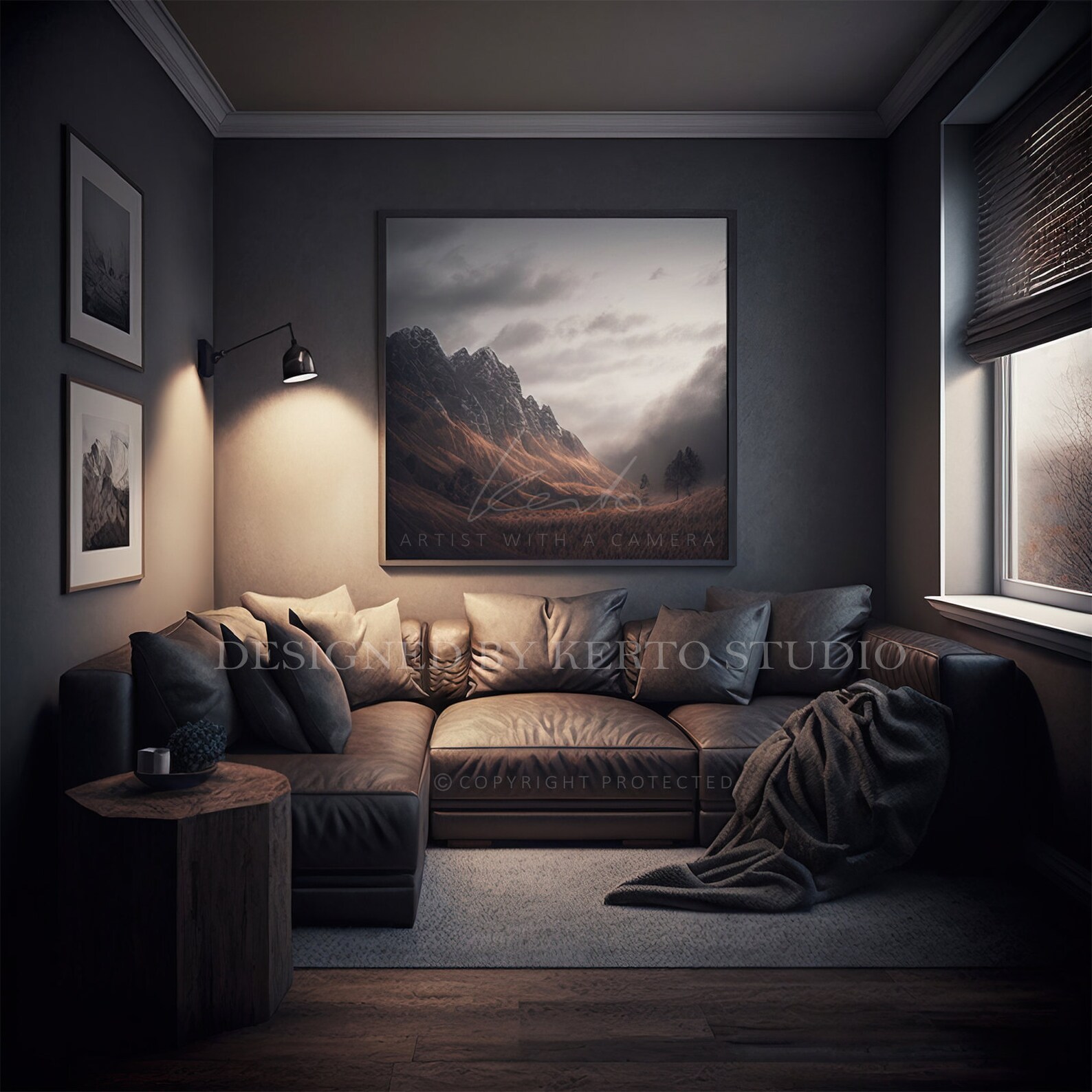 Cosy Room Mockup, Living Room Mock-up, Modern Grey Room Mock-up, Empty ...