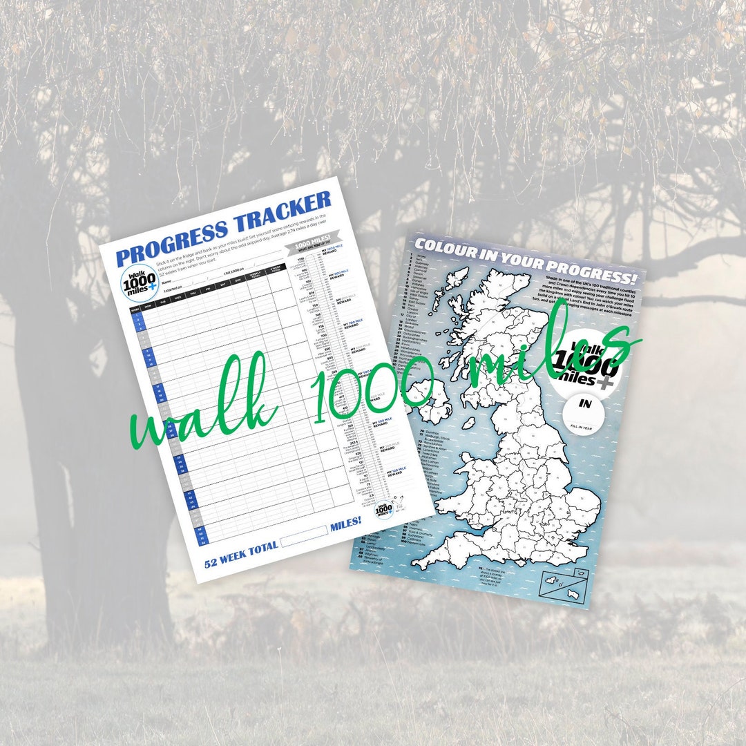 Walk 1000 Miles Tracking Sheet | A4 Printable | Digital Download ...