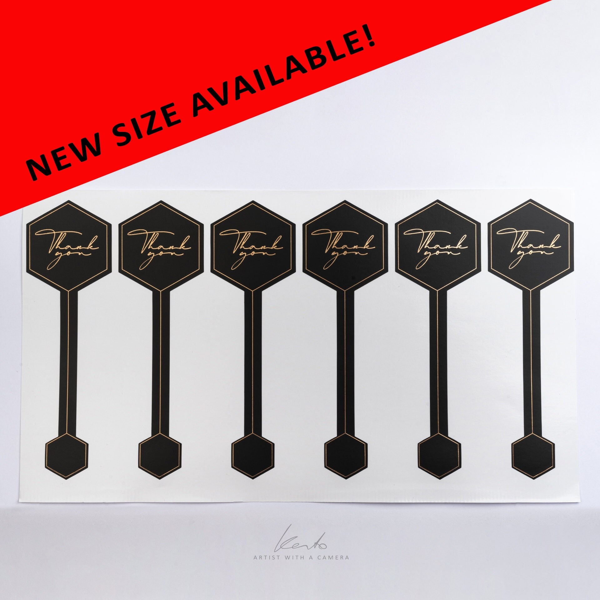 Premium Black and Gold Long Thank You Stickers Box Sealing Stickers ...