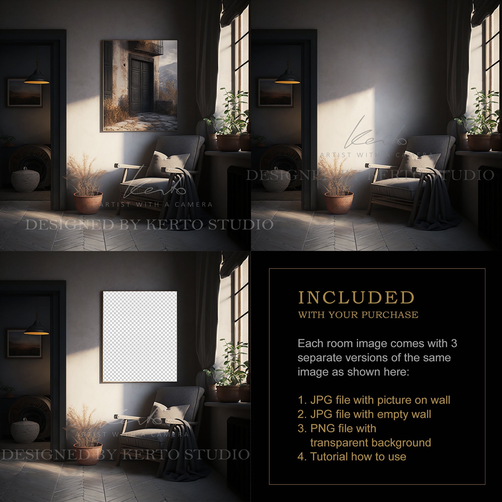 Interior Mockup, Living Room Mock-up, Country Cosy Room Mock-up, Empty ...