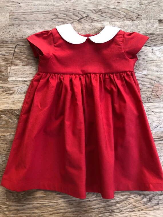 Girls' Red And White Vintage Style Dress With Peter Pan | Etsy