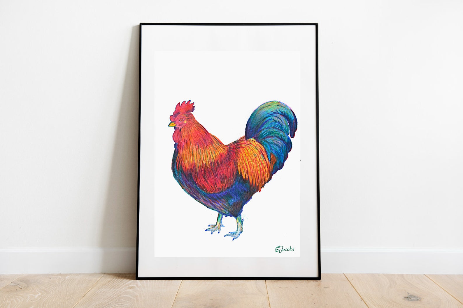 Cockerel Print - Chicken Print - Hen Print - Hen Gift - Hen Wall Art ...