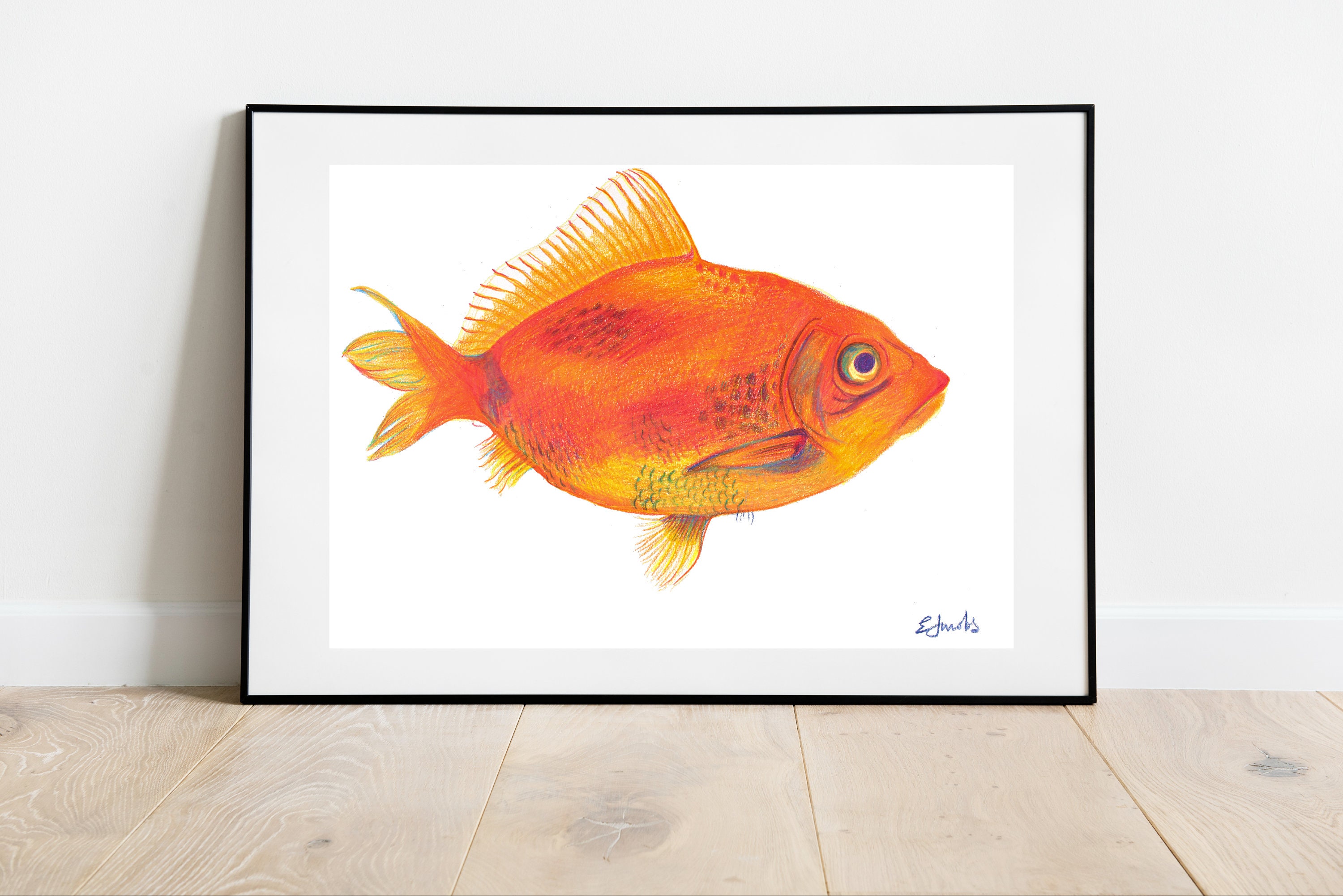 Colourful Goldfish Print, Goldfish Art Print, Giclée Print, Home Decor ...