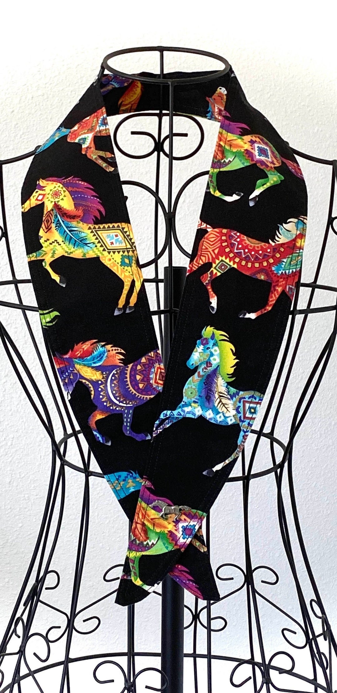 Horses Scarf Necktie With Silver Horse Lapel Pin (7 Available), One ...