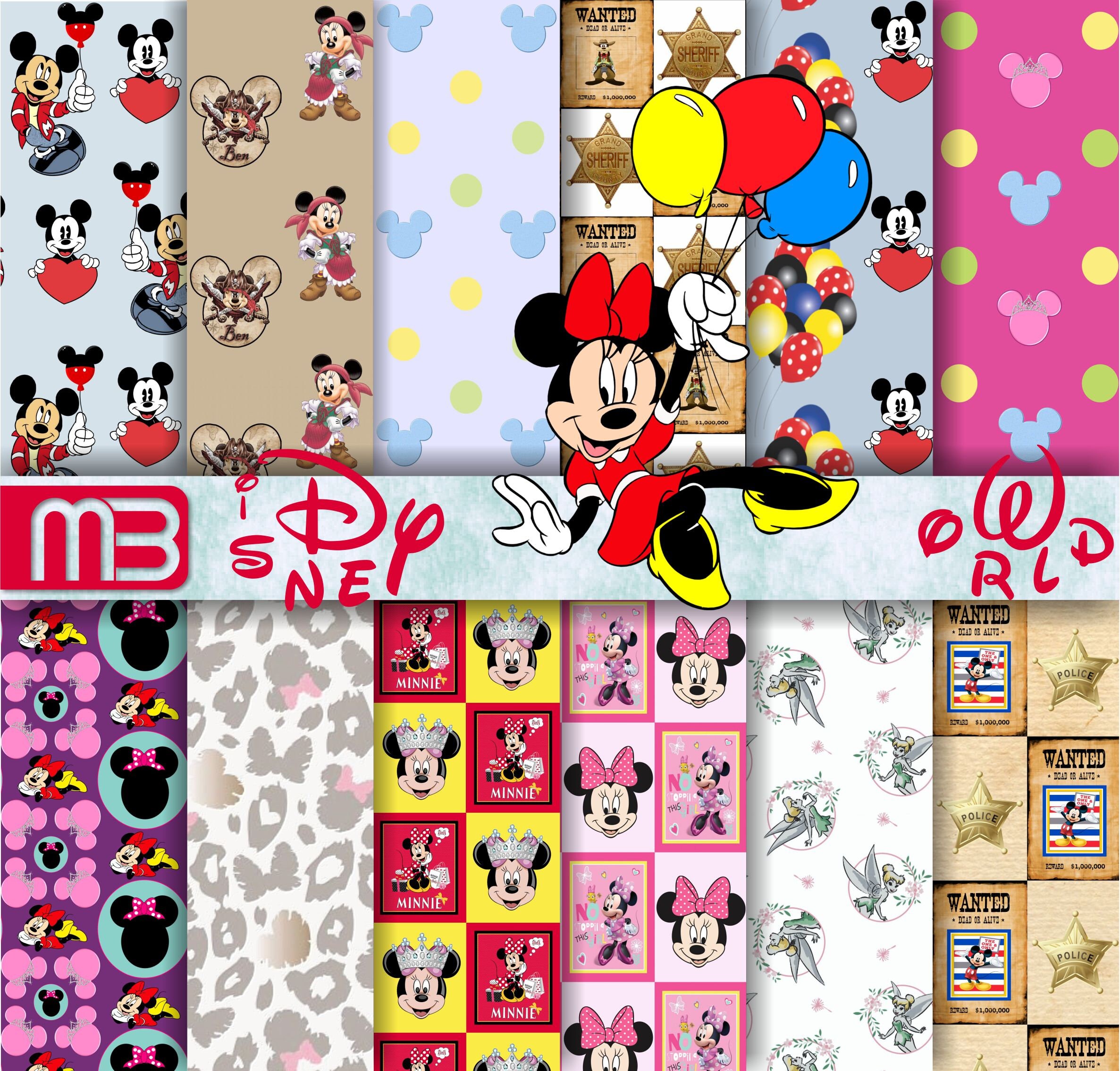 Mickey mouse digital paper Minnie mouse digital paper Disney | Etsy